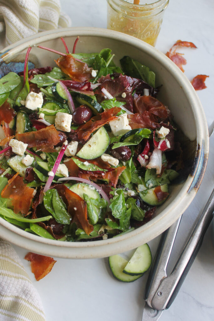 Italian Mixed Greens Salad with Crispy Prosciutto - Sungrown Kitchen