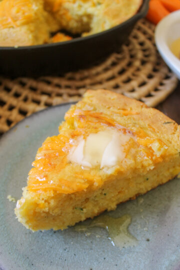 Cheesy Honey Skillet Cornbread with Zucchini and Peppers - Sungrown Kitchen
