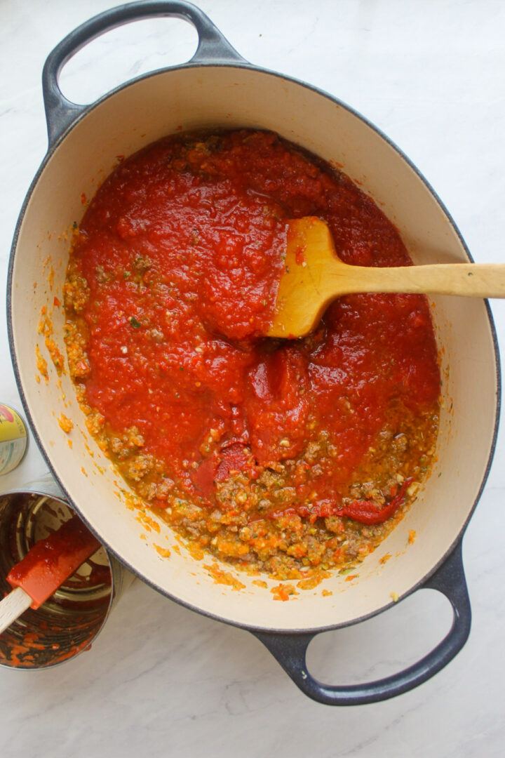 Extra Veggie Manicotti with Meat Sauce - Sungrown Kitchen