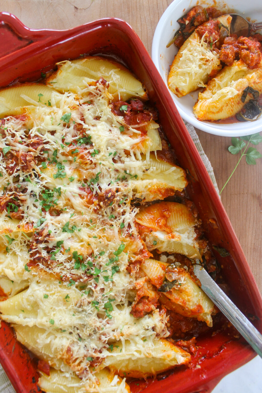 Stuffed Shells with Sausage and Spinach Sauce - Sungrown Kitchen